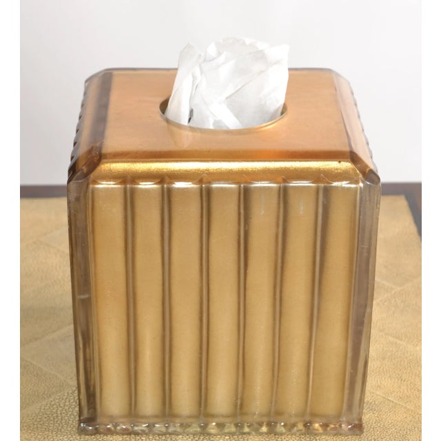 1980s Art Deco Style Fluted Encased Lucite Gold Leaf Resin Tissue Box ...