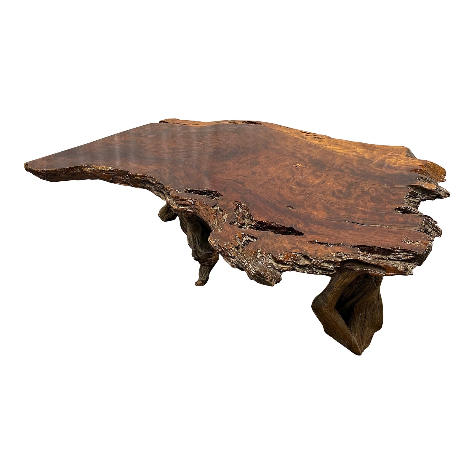 Vintage Burl Wood Root Live Edge Coffee Table | Chairish