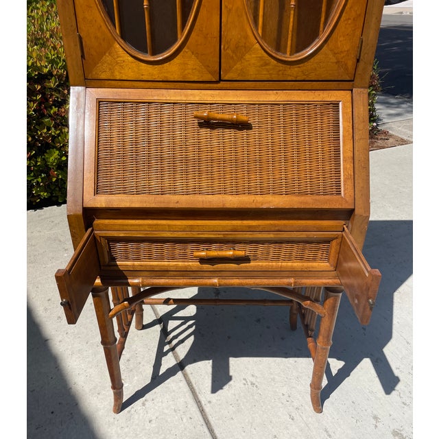 Vintage Faux Bamboo Secretary Desk by American of Martinsville | Chairish