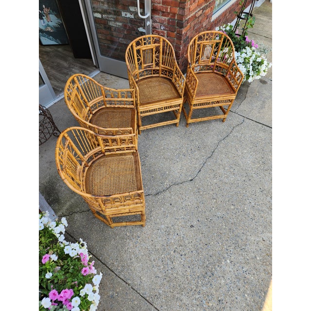 Set of 4 Brighton Pavilion Style Bamboo Dining Armchairs, Mid 20th ...