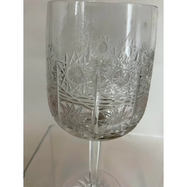 Set of 6 Vintage Bohemian Hand Cut Crystal Wine Glasses | Chairish