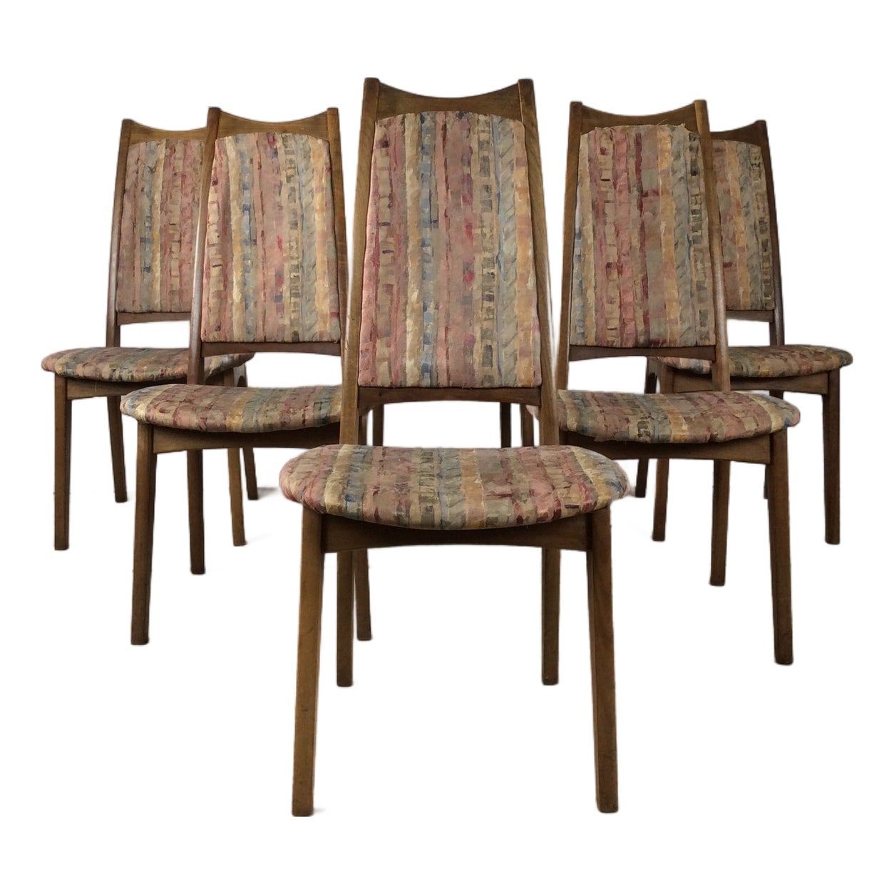 Set of 6 Mid Century Modern Dining Chairs With Vintage Upholstery ...