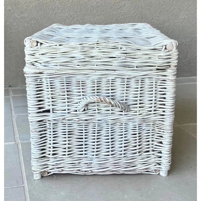 Mid 20th-Century Cottage Chic Natural Willow Petite Storage Trunk With ...