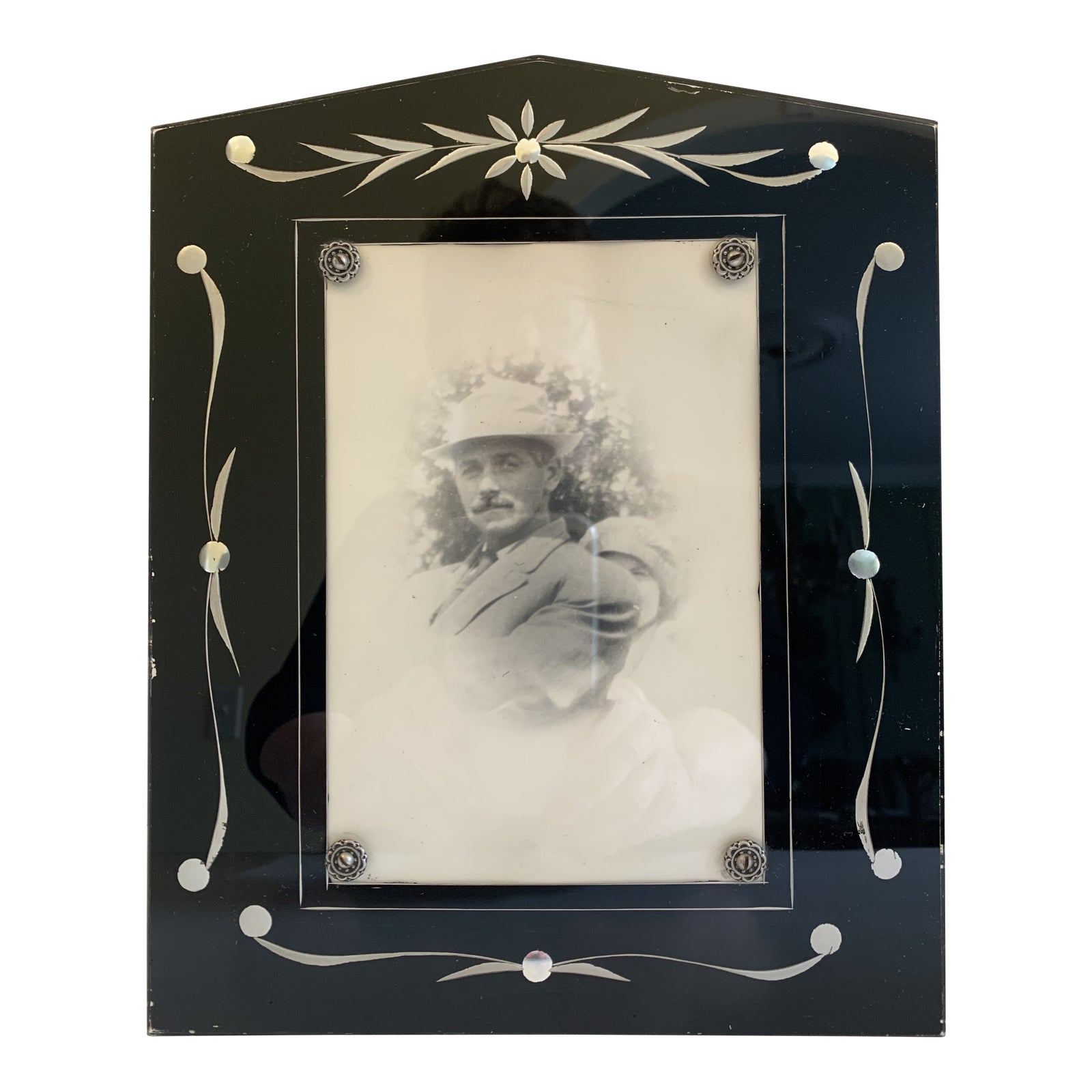 Early 20th Century Glass Photo Frame | Chairish