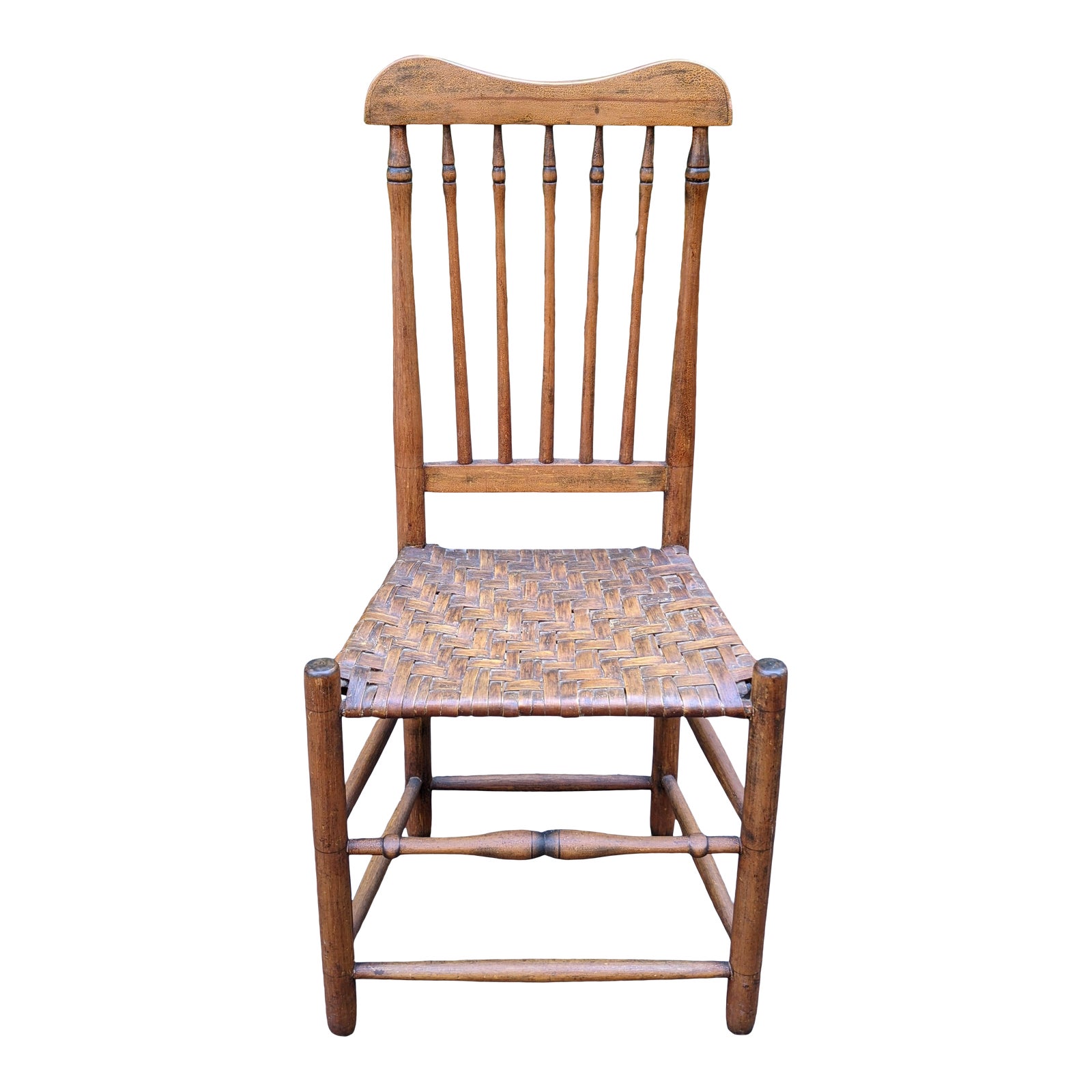 Antique Early American Handmade Solid Maple Spindle Back Chair With ...