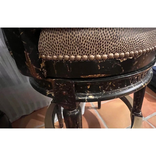 Pama Furniture Swivel Bar Black and Gold Stools- Set of 2 | Chairish