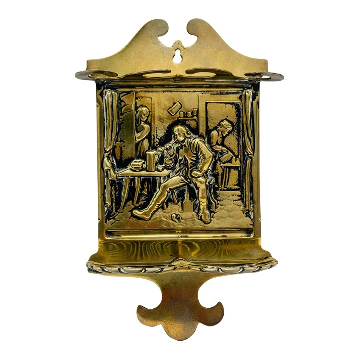 Vintage European Brass Tavern Interior Brass Wall Match Holder ...