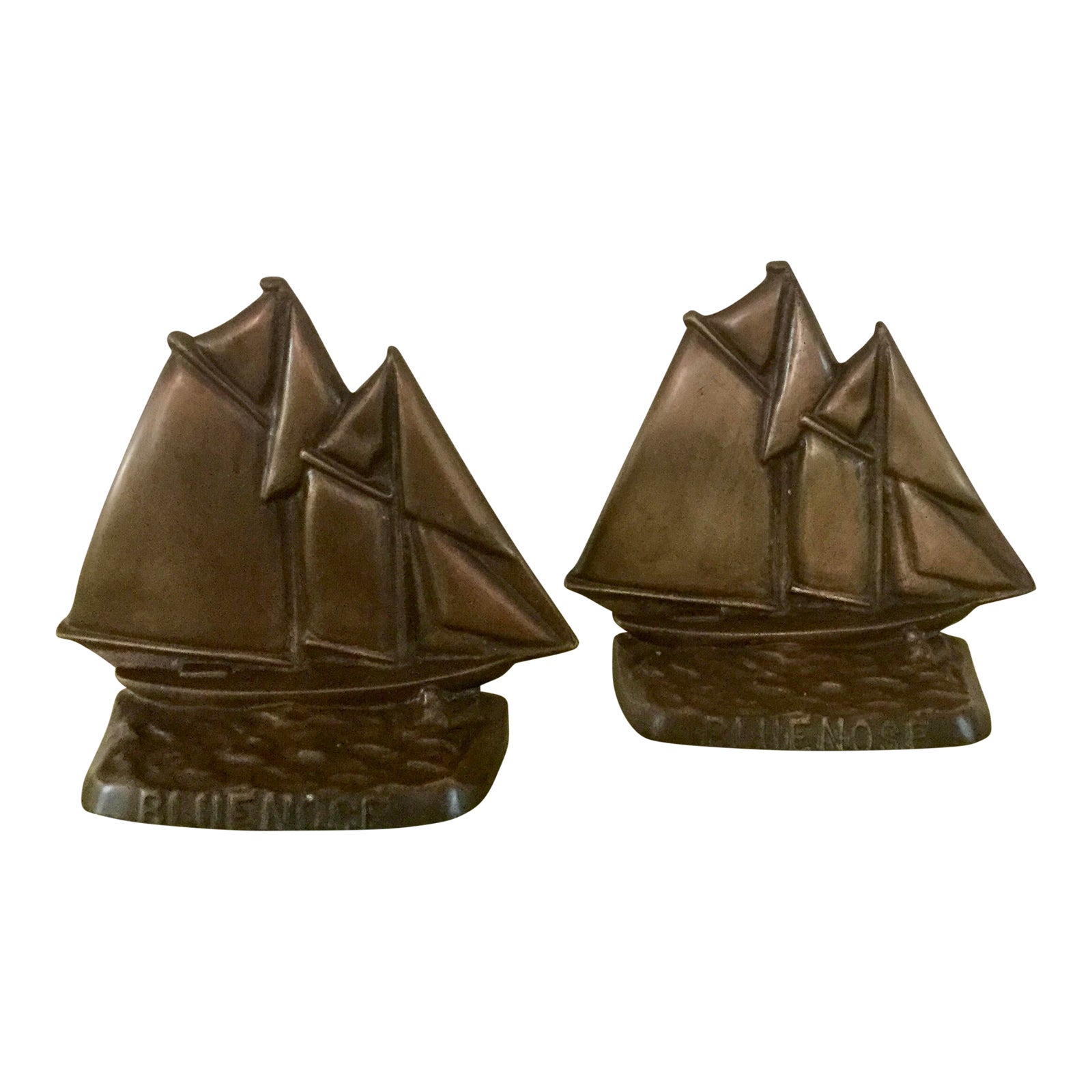 1960s Vintage Brass Sailing Ships Bookends, Bluenose / Lunenburg ...