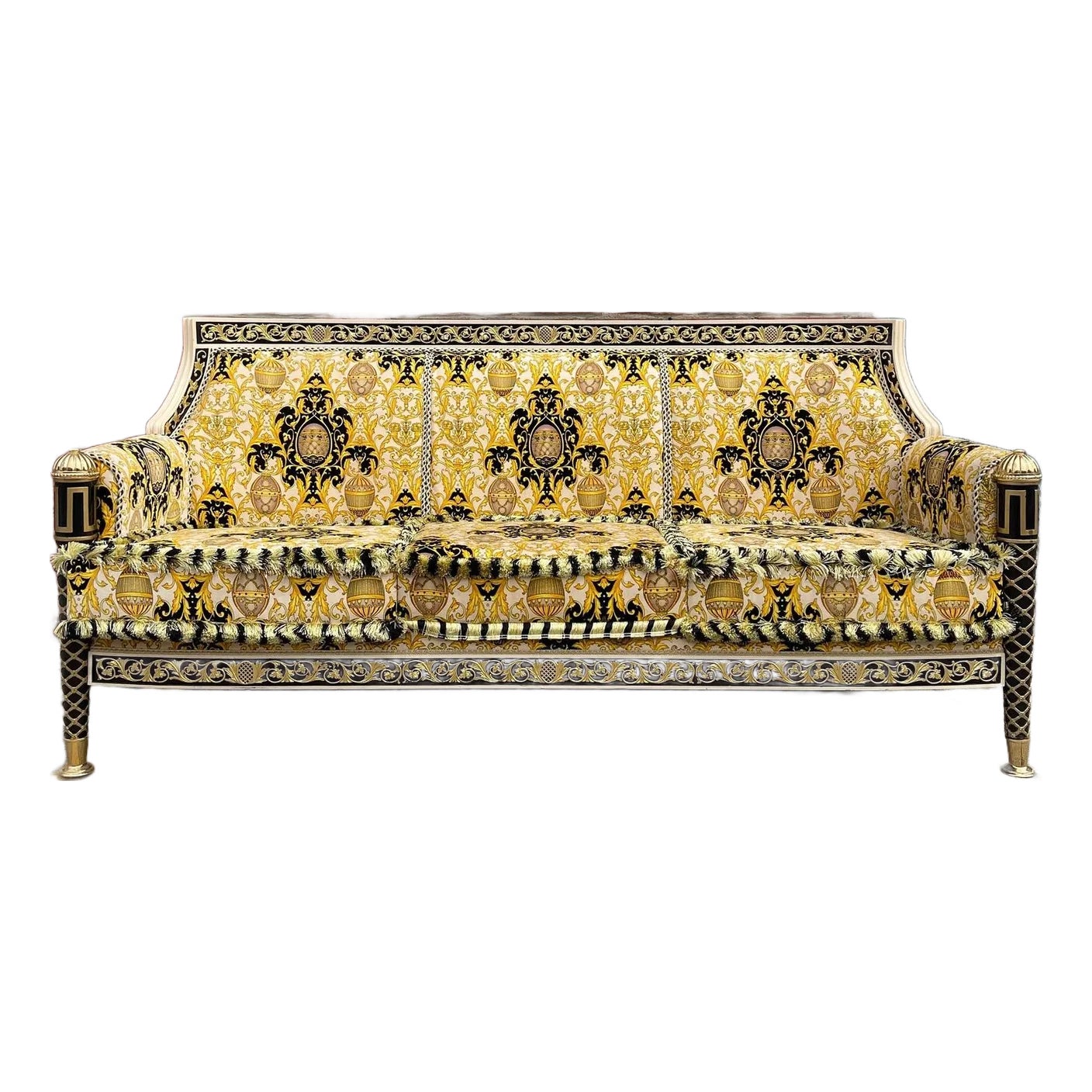 Custom Upholstered Versace Style Sofa Couch | Chairish