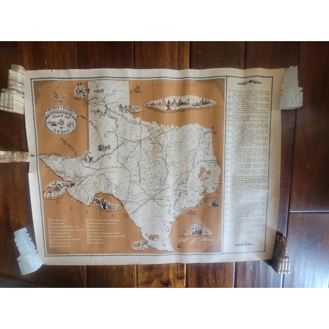 1960s Hoffman & Walker's Pictorial Historical Map of Texas | Chairish