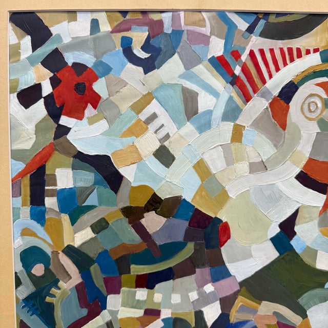 1980's Cubist Abstract Acrylic on Paper | Chairish