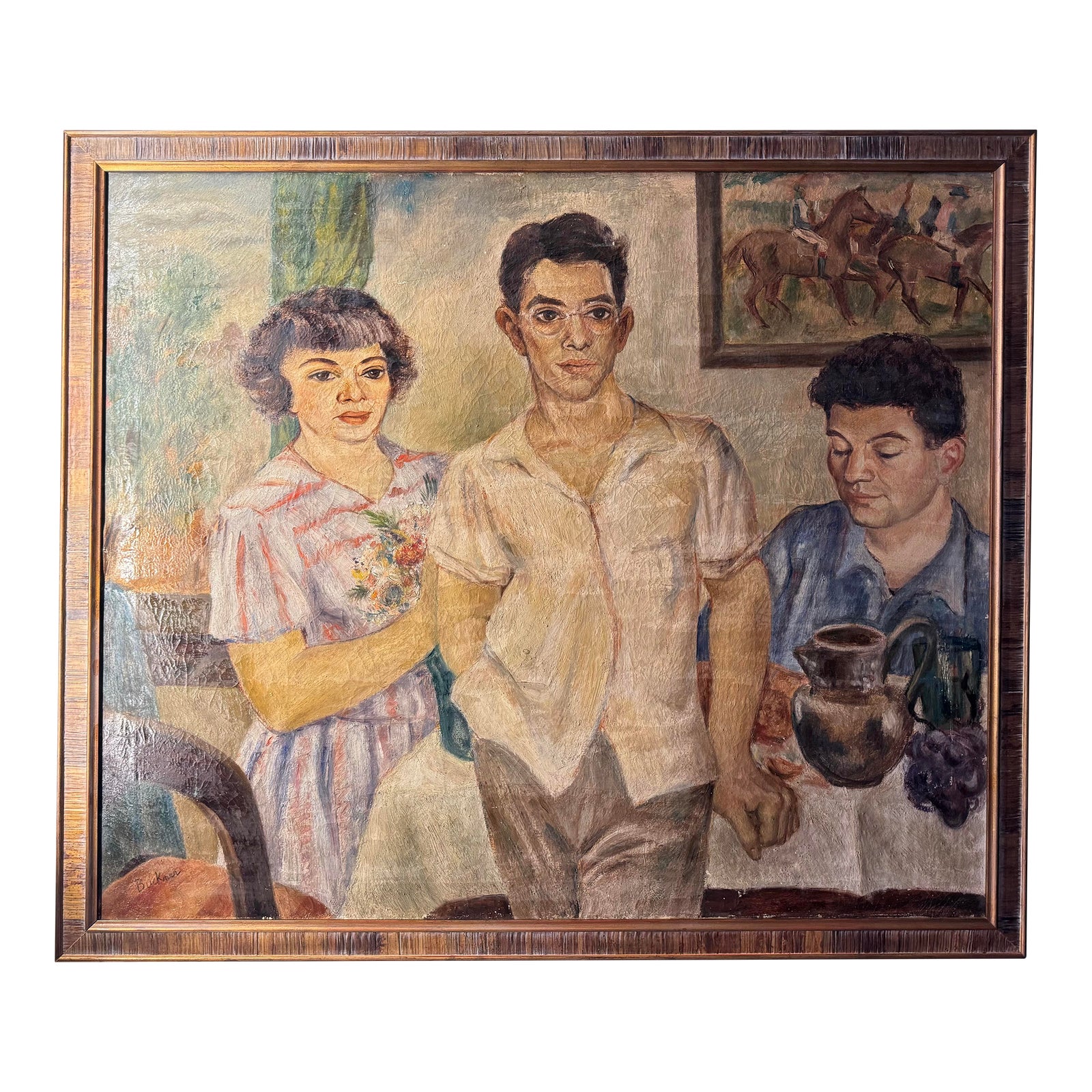 1930s Social Realism Portrait Painting of an American Family | Chairish