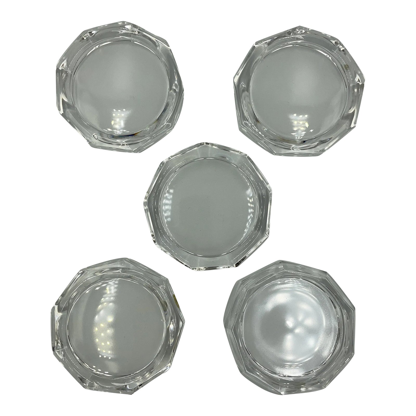 Vintage Nonagon-Shaped German Crystal Coasters - Set of 5 | Chairish