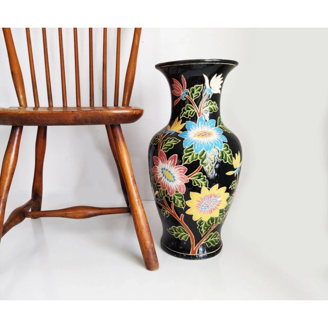 Large Early 20th Century Floral Vase | Chairish