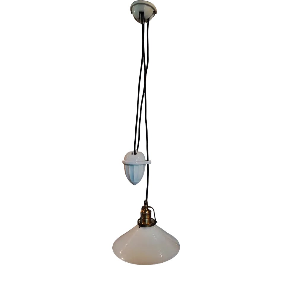 Porcelain Counterweight Ceiling Light, 1920s | Chairish