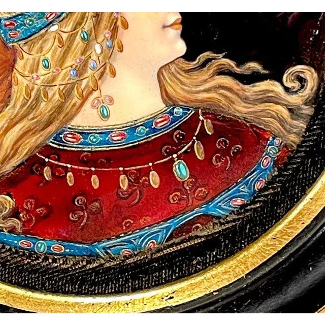Early 20th Century Limoges Enamel Portrait of a Floral Kokoshnik Beauty | Chairish
