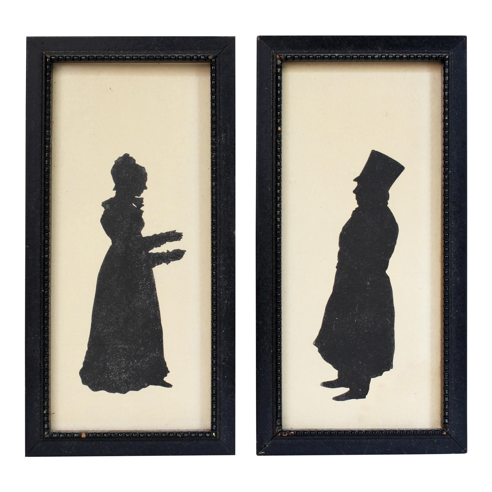Early 20th Century Antique Framed Silhouette Drawings - a Pair | Chairish