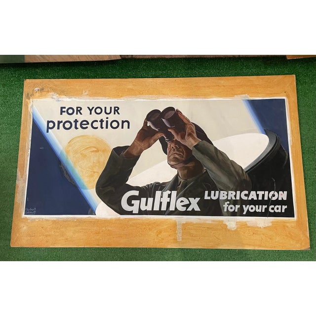 Herbert Bohnert Wartime Ad Painting for Gulflex- Petroliana | Chairish