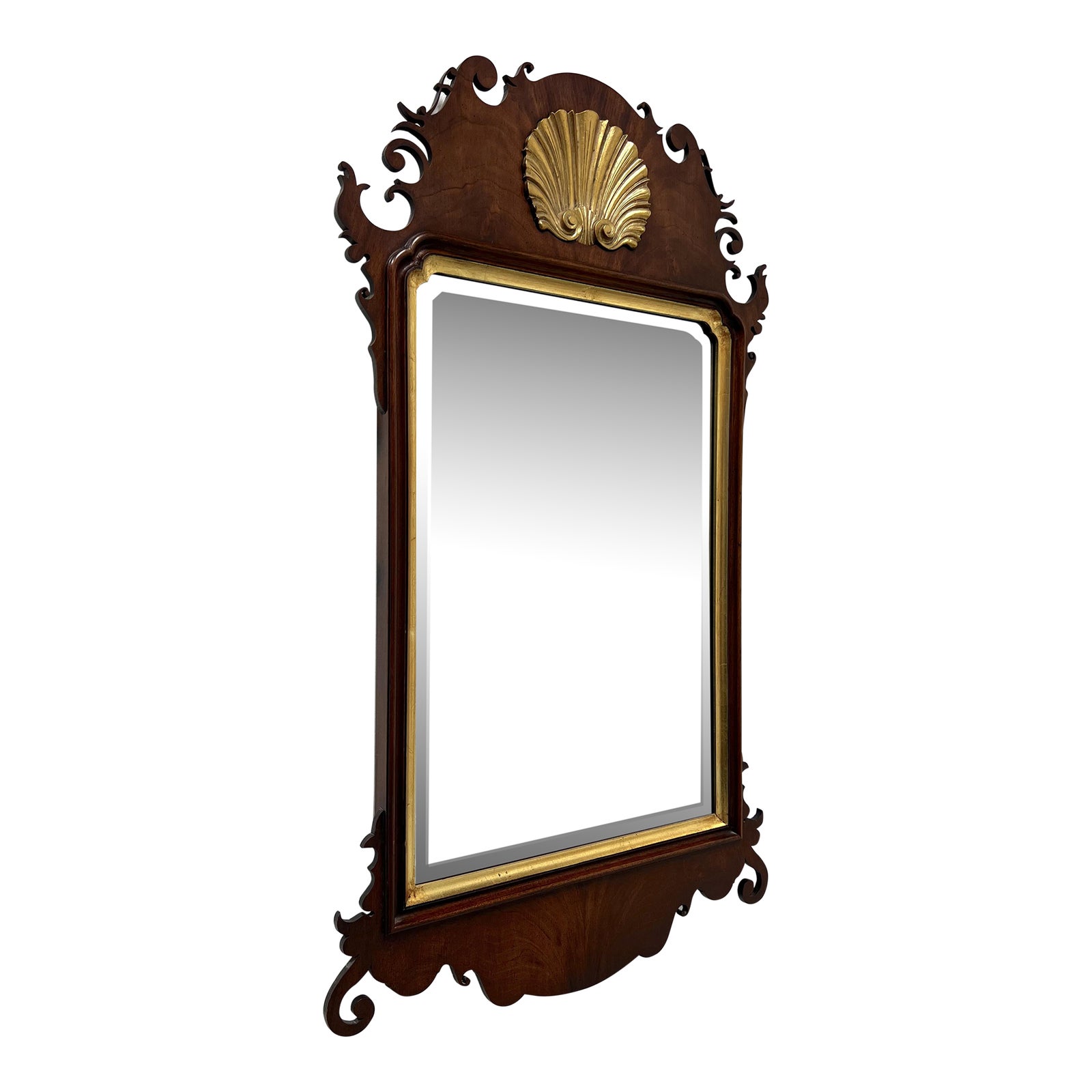 Late 20th Century Mahogany Chippendale Beveled Wall Mirror | Chairish