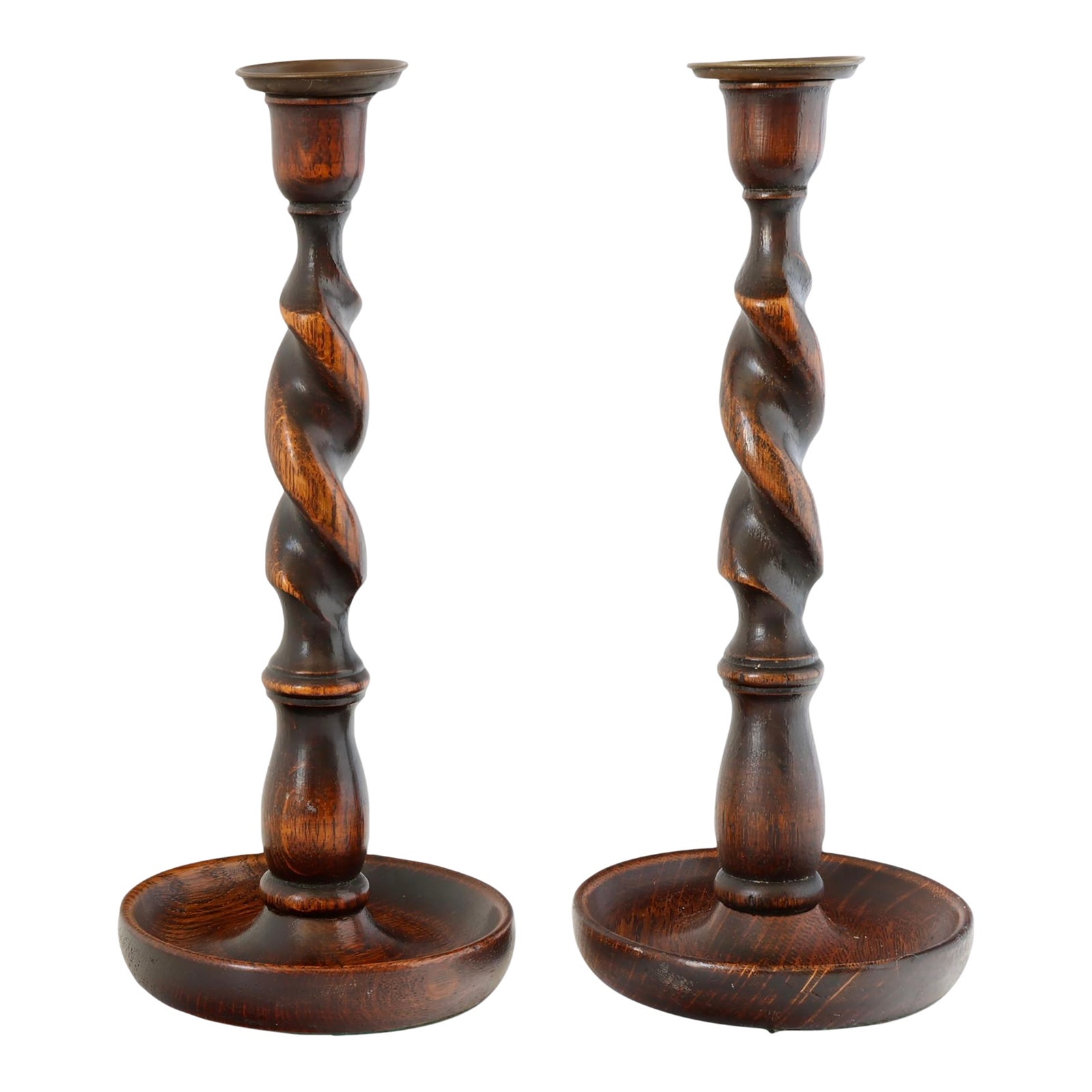 Antique Victoria English Barley Twist Candlesticks | Chairish