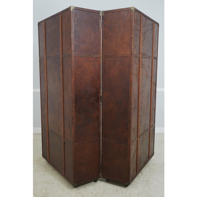 Unique Large Steamer Trunk Style Leather Desk | Chairish