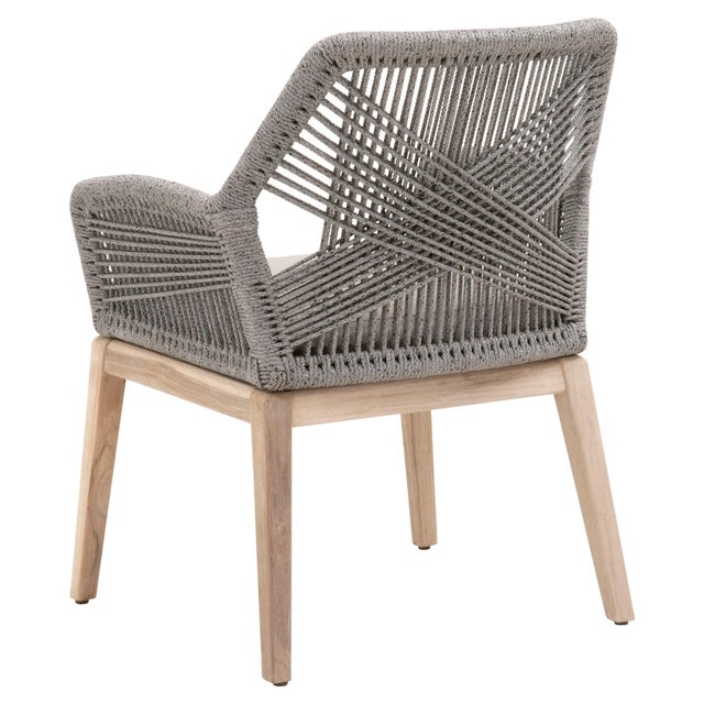Loom Outdoor Arm Chairs, Grey Teak & Platinum Rope, Set of 2 | Chairish