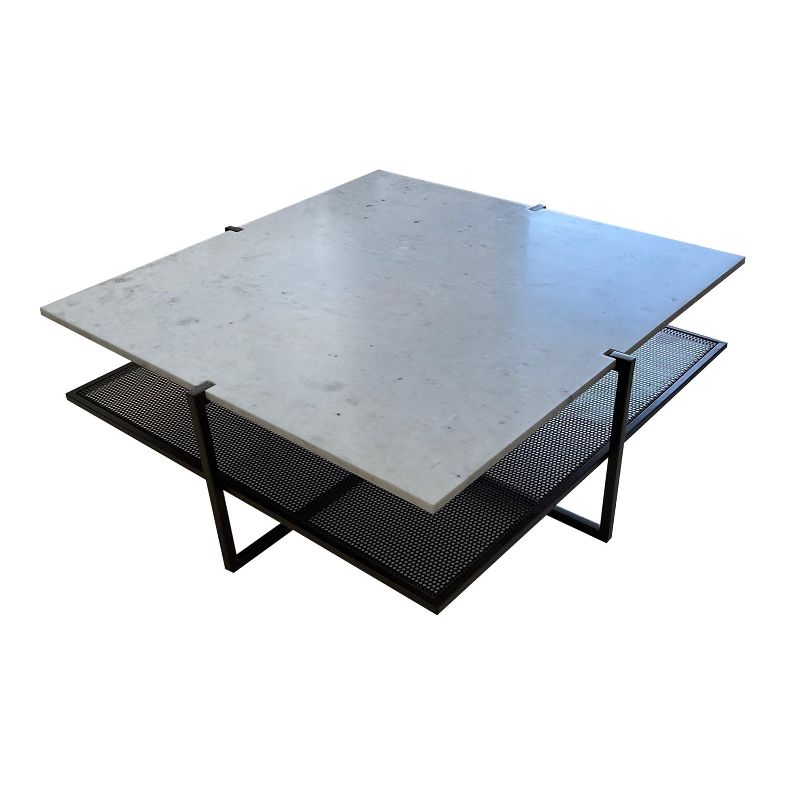 Monique Marble Coffee Table Brass Finish Iron Frame | Chairish