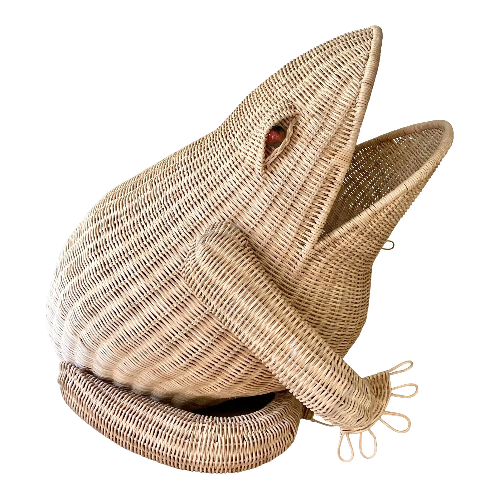 Mid 20th-Century Rattan Frog Accent Storage Basket | Chairish