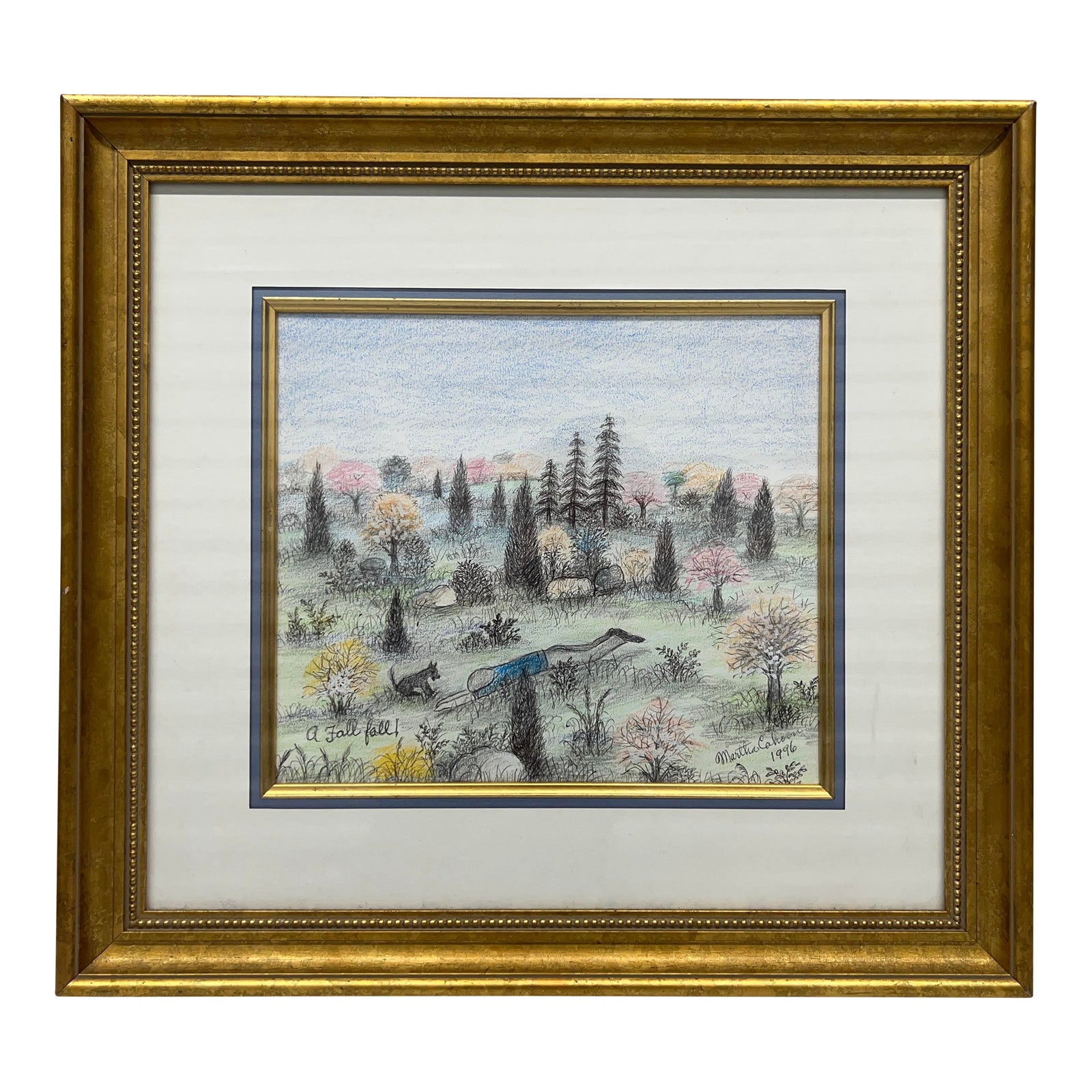 Martha Cahoon (American 1905-1999) "A Fall Fall" Crayon Folk Art ...