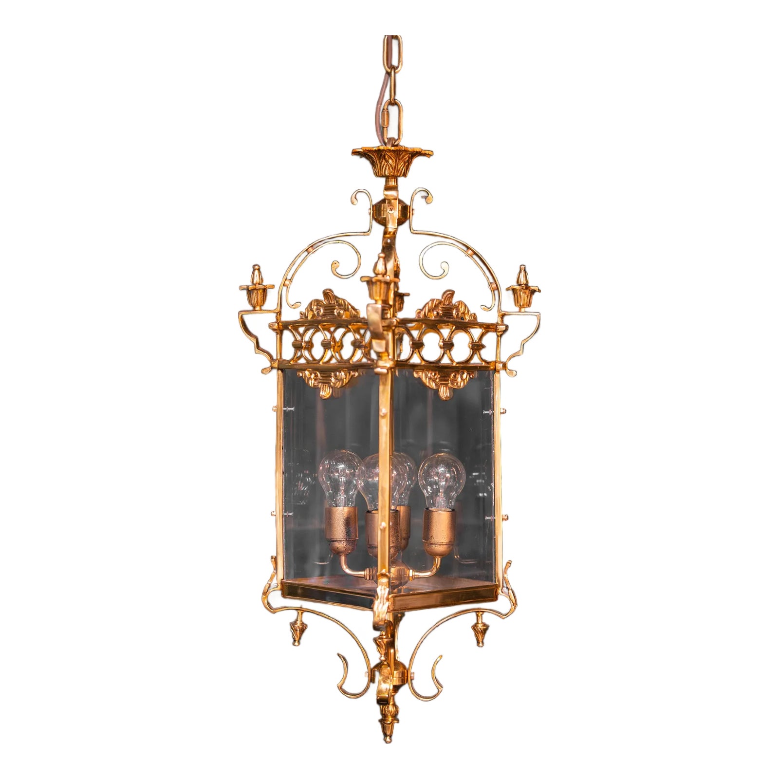 Large Classical Lantern Brass Glass Gold Pendant Lighting Lantern ...