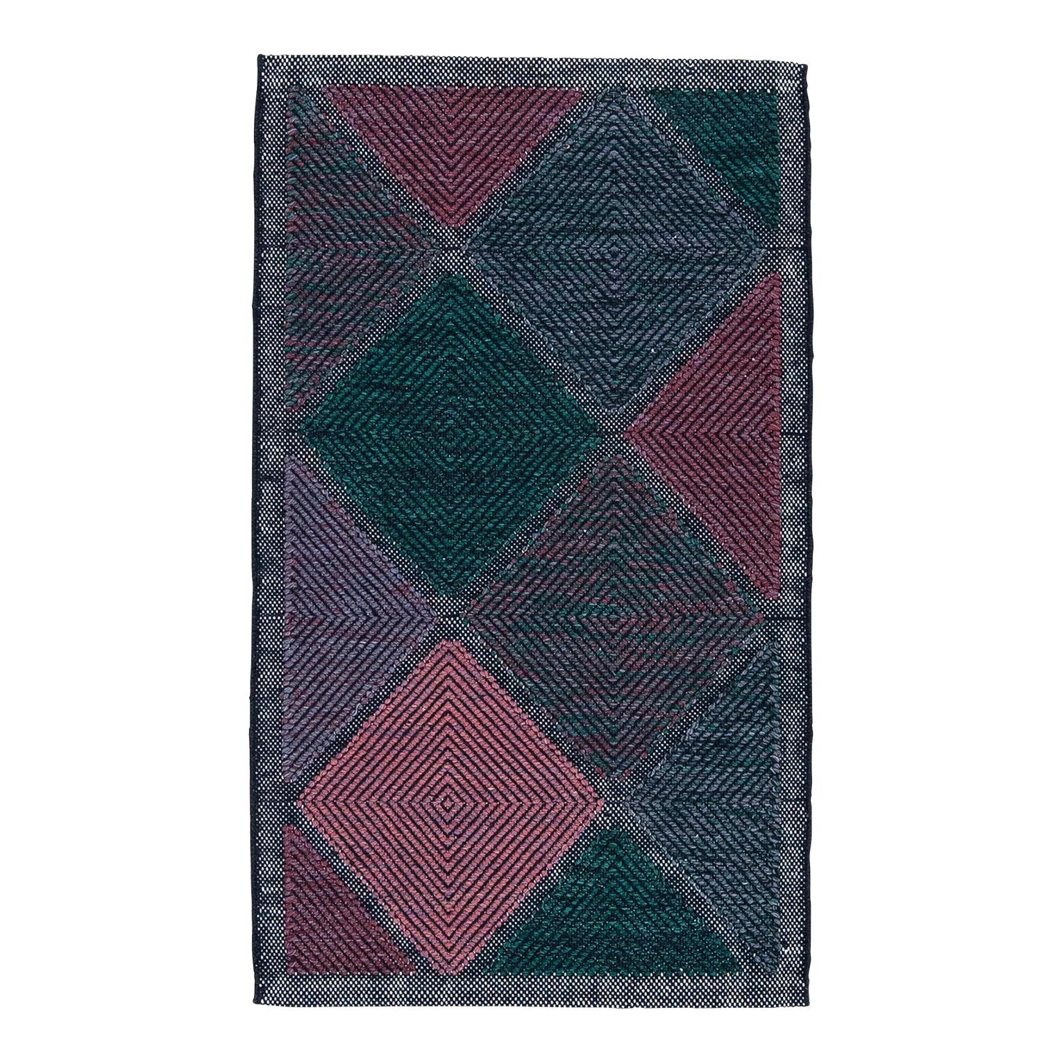 Modern Swedish Style Scatter Wool Rug Green and Pink Geometric Pattern ...