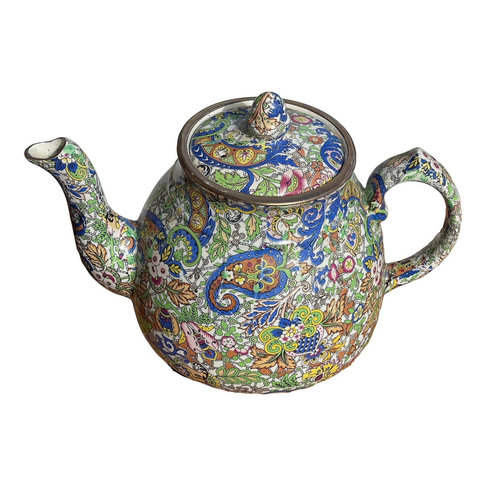 1970s Mid Century English Wade Heath Spode Paisley Design Teapot | Chairish