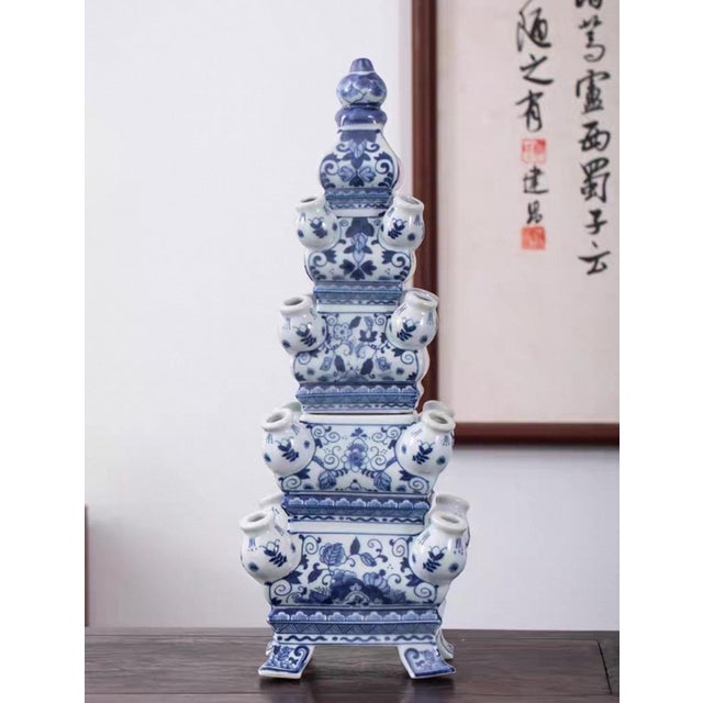 Chinese Classical Blue and White & Green Glazed Pagoda-Shaped Flower ...