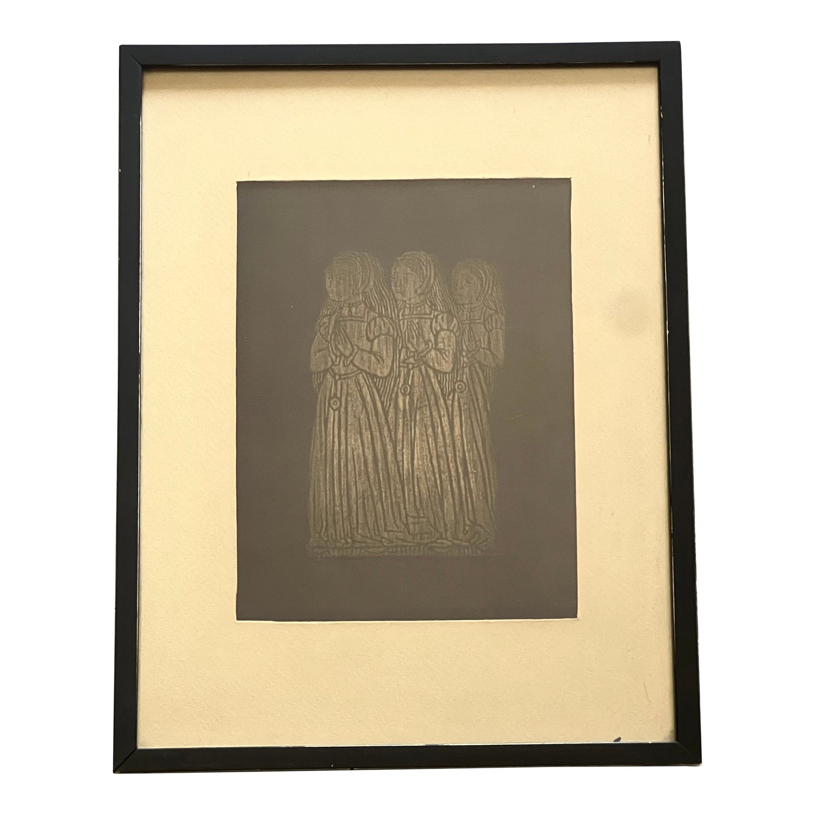 Mid 20th Century Framed Brass Rubbing Daughters of Sir Ralph and Lady ...