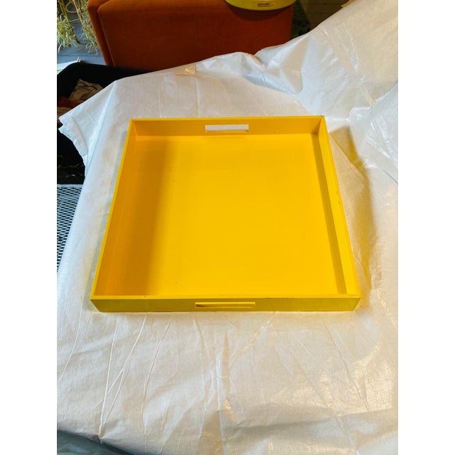 Vintage Lacquered Yellow Serving Tray | Chairish