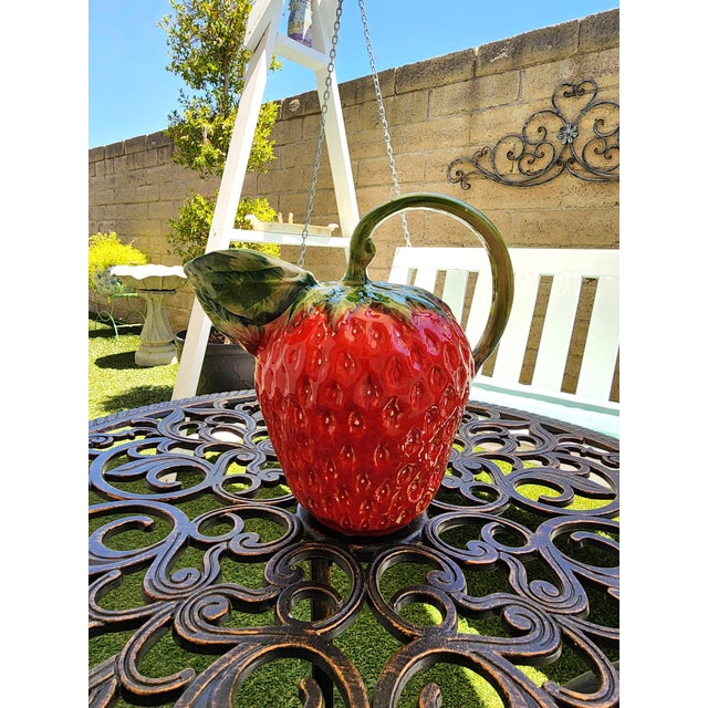 Vintage Italian Ceramic Strawberry Pitcher | Chairish