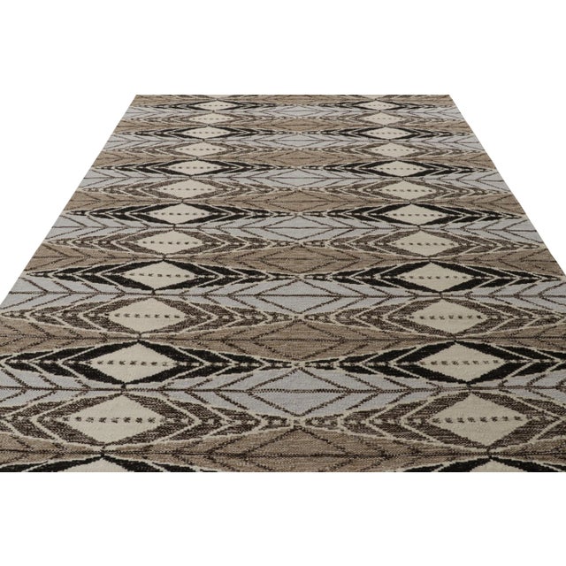 Rug & Kilim’s Scandinavian Style Rug in Beige and Light Blue Geometric ...
