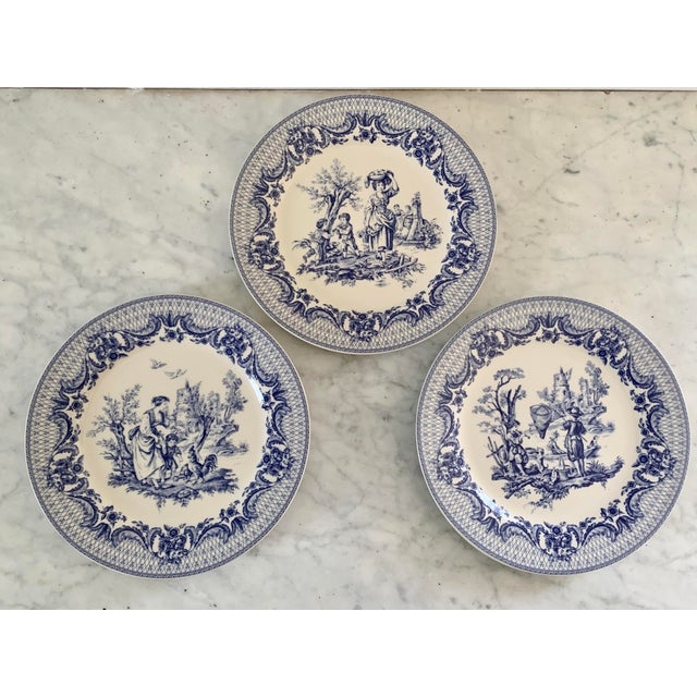 Neoclassical Blue and White Scenic Pastoral Porcelain Plates by ...