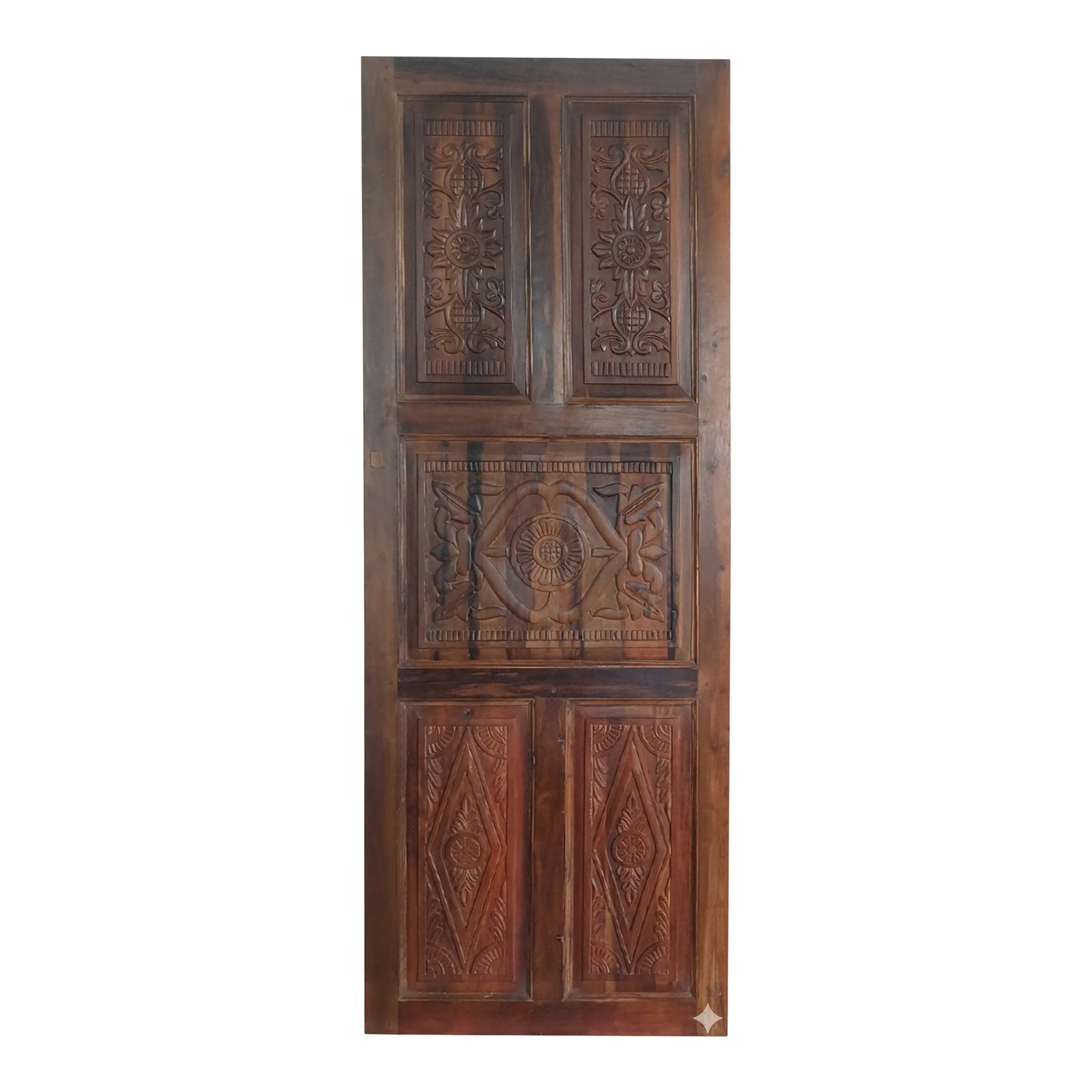 Vintage Hand-Carved Floral Wood Barn Doors | Natural Resort-Style ...