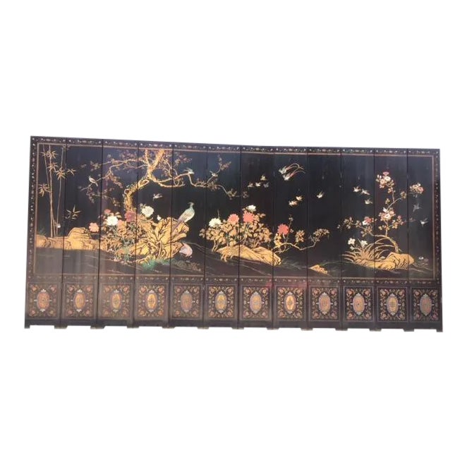 1900's Chinese 12 Panel Coromandel Screen | Chairish