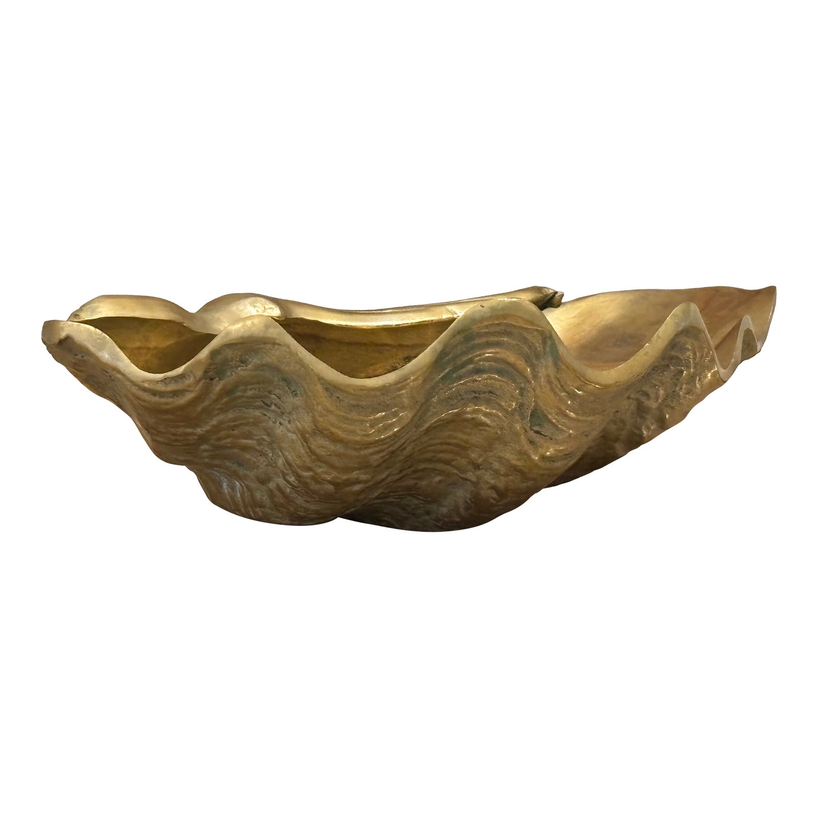 Vintage Palm Beach Style Solid Brass Clam Shell Catchall Bowl | Chairish