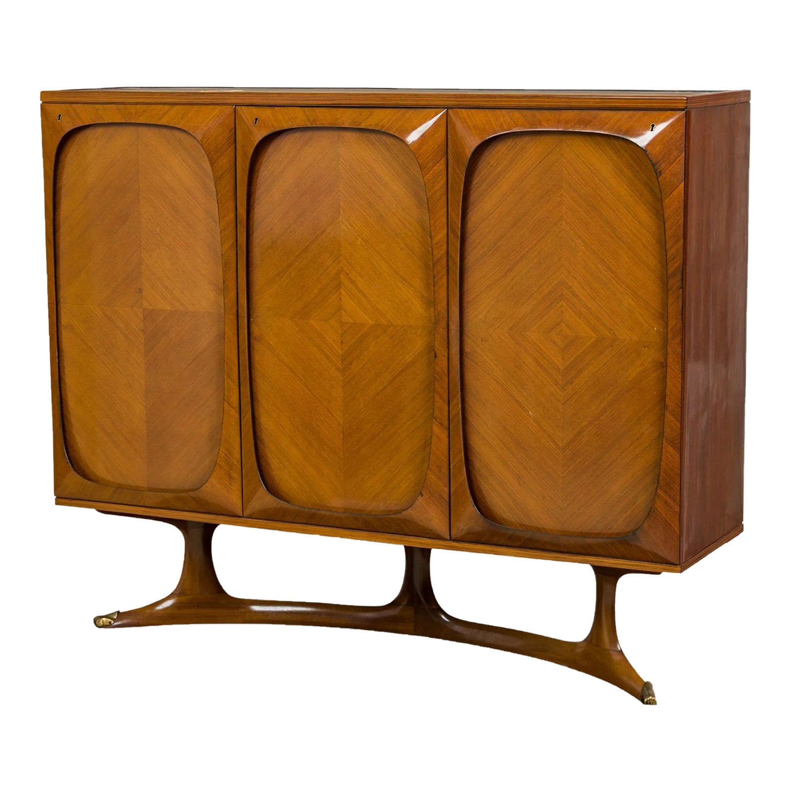 Vittorio Dassi Mid-Century Italian Three-Door Mahogany Credenza | Chairish