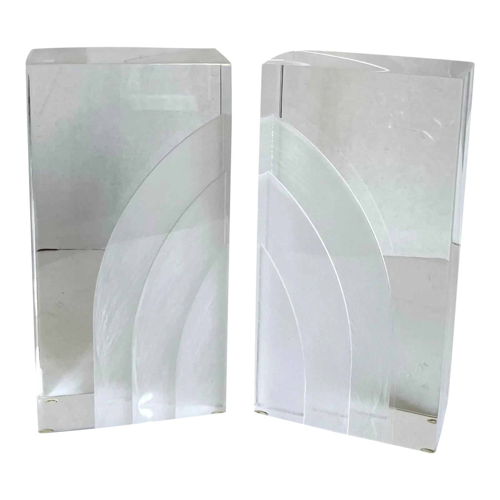 1970's Pair of Astrolite Modern Lucite Bookends | Chairish