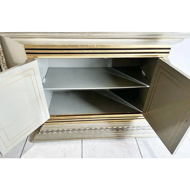 1990s Silver and Golsd Contemoporary Modern Console Cabinet | Chairish