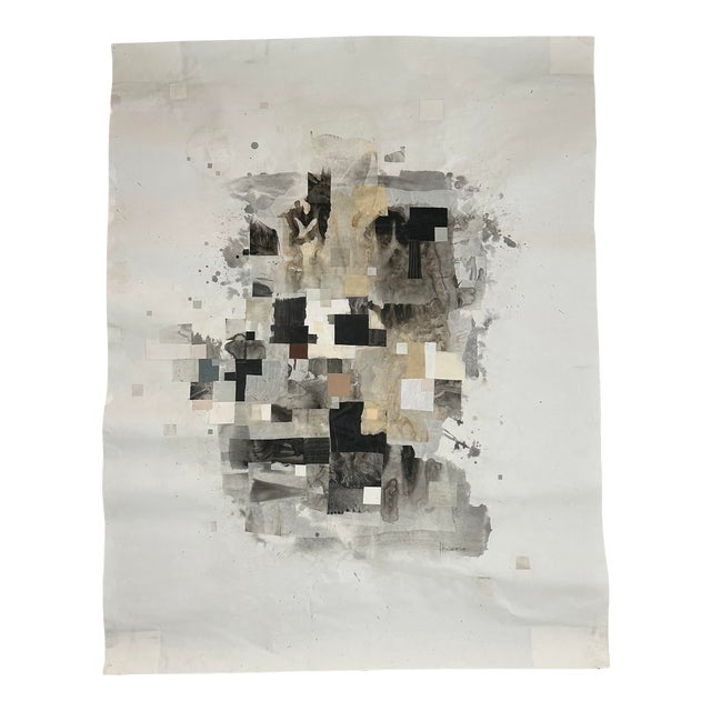 Abstract Large Mixed Media Paper Collage and Painting | Chairish