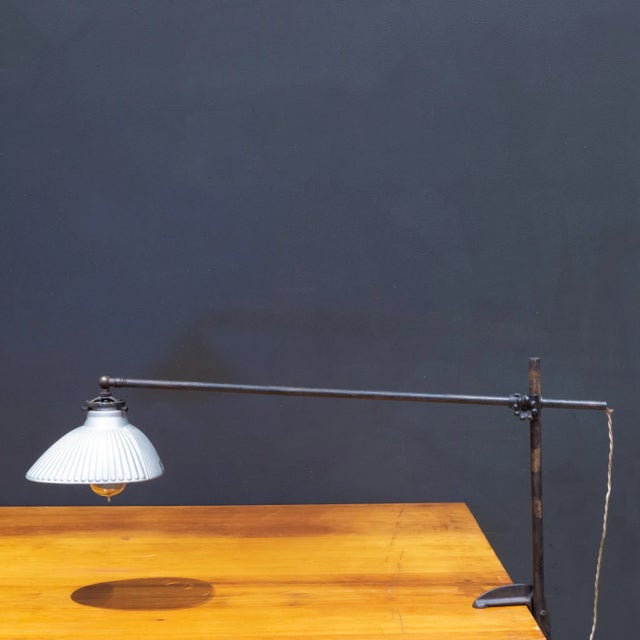 Adjustable Industrial Task Lamp With Glass Shade C.1920-Free Shipping ...