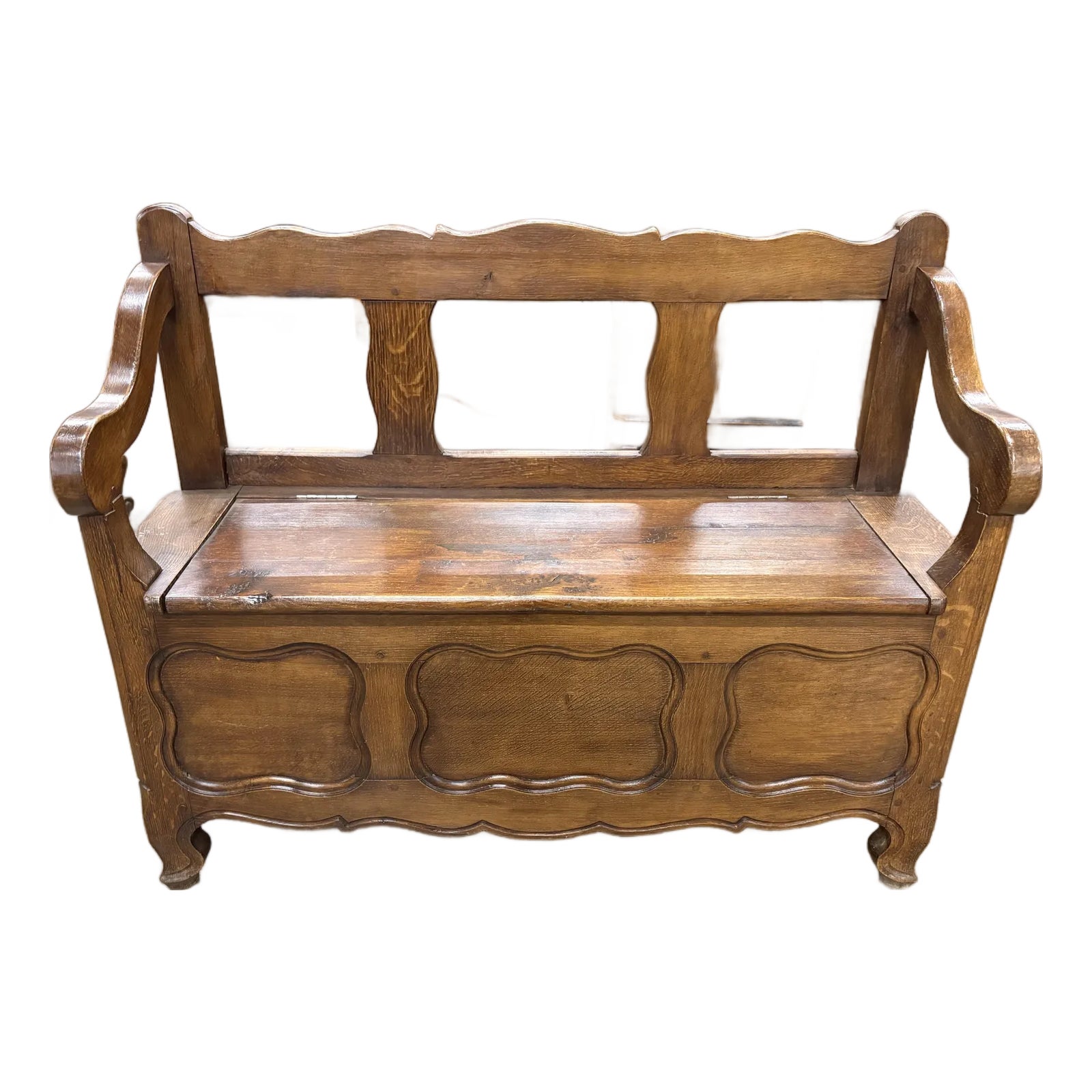 19th Century Church Bench Chestnut Wood From Paris France | Chairish