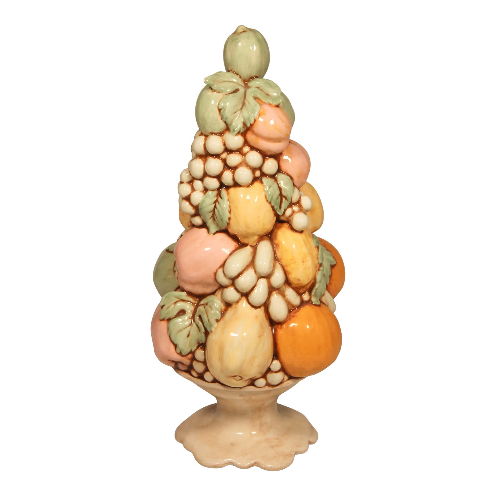 Tall Vintage Italian Style Ceramic Fruit Topiary | Chairish