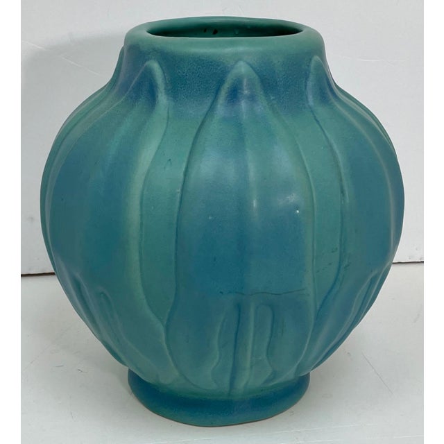 1980 Van Briggle Large Art Pottery Turquoise Vase | Chairish