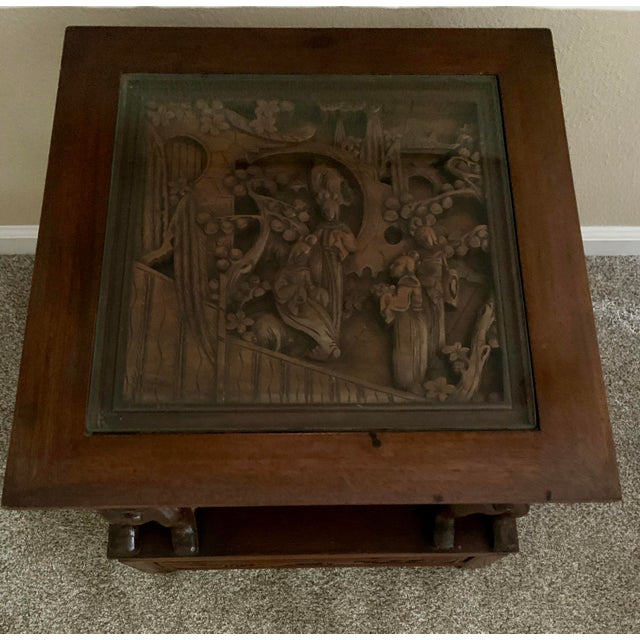 Antique Foo Dog Lion Chinese Carved Table Foo Dogs | Chairish